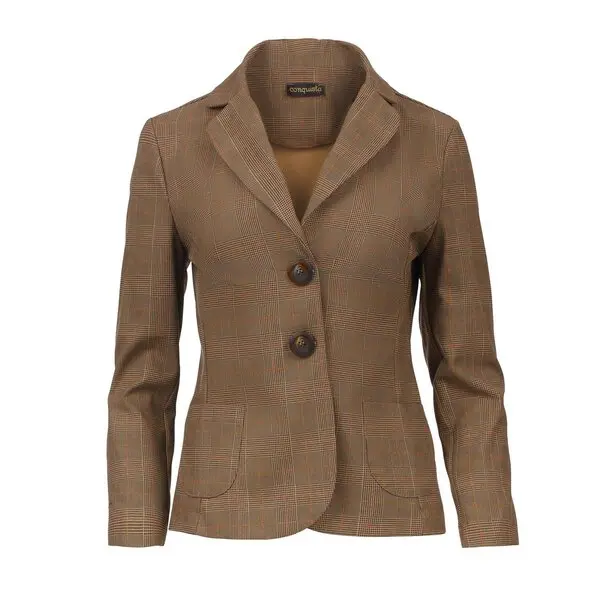 CONQUISTA Cotton Checked Fitted Blazer