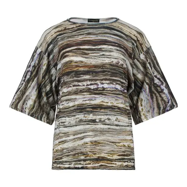 CONQUISTA Textured Knit-effect Printed Oversized T-shirt