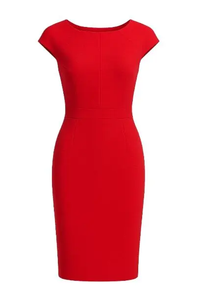 CONQUISTA Cap Sleeve Sheath Dress With Back Zip And Slit - Red