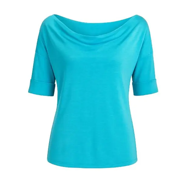 CONQUISTA Off Shoulder Top With Scoop Neck And Elbow Sleeves