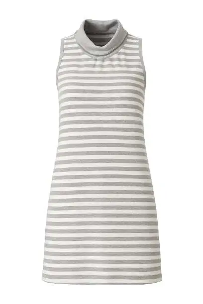CONQUISTA Sleeveless High Neck Striped Dress