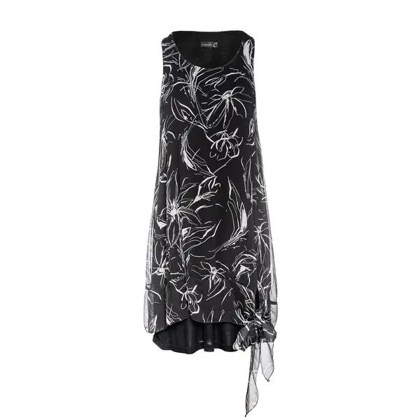 CONQUISTA Sleeveless Printed Layered Dress