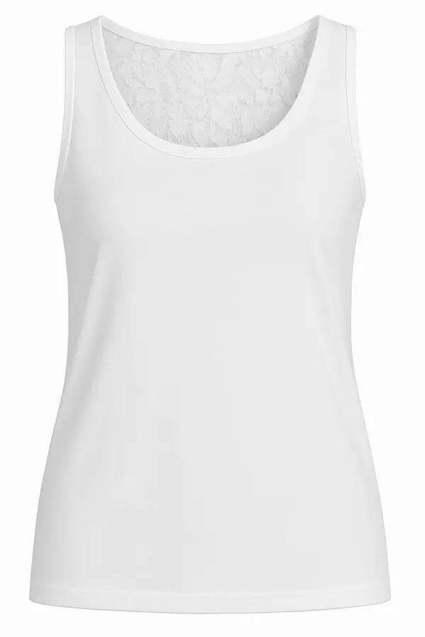 CONQUISTA Sleeveless Micromodal Jersey And Lace Top