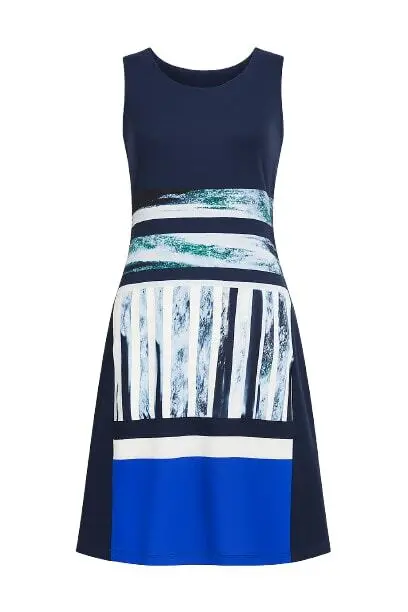 CONQUISTA Sleeveless A-line Dress With Abstract Print