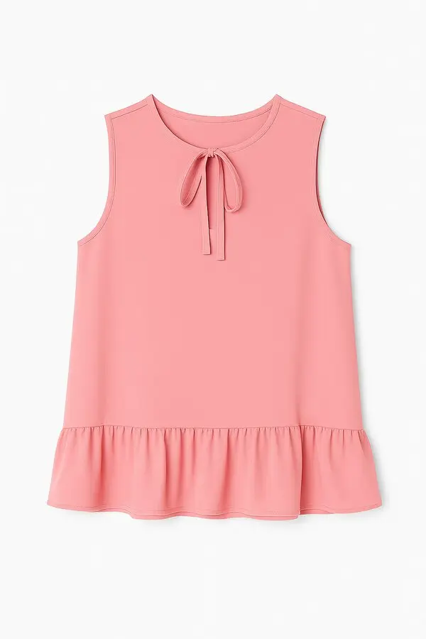 CONQUISTA Sleeveless Top With Double Layer Frill