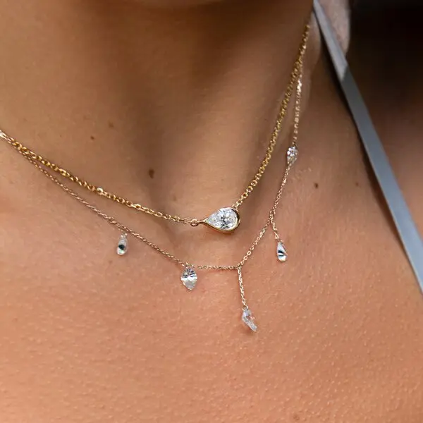 SOPHIE RATNER JEWELRY East-west Pear-shaped Diamond Solitaire Necklace