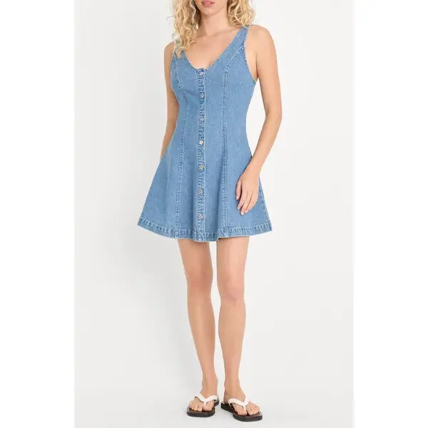 Good American The Flouncy Denim Minidress - Indigo