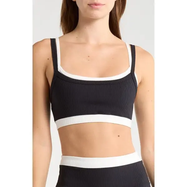 Year Of Ours Ribbed Layered Sports Bra - Black/white