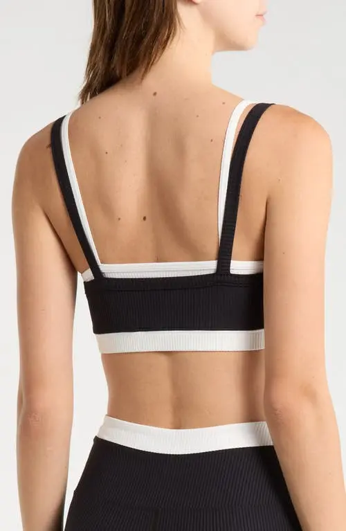 Year Of Ours Ribbed Layered Sports Bra - Black/white