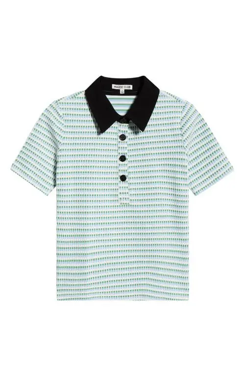 MAUDE CLUB Charlie Contrast Collar Geo Print Top