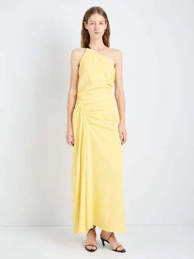 Proenza Schouler Sirena Crinkle Linen Viscose Dress - Yellow