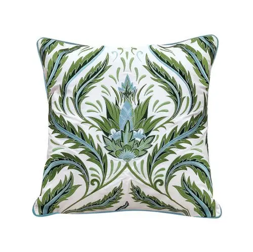 RIGHTSIDE DESIGNS Green Morris Thistle Pattern Indoor/outdoor Throw Pillow - Blue
