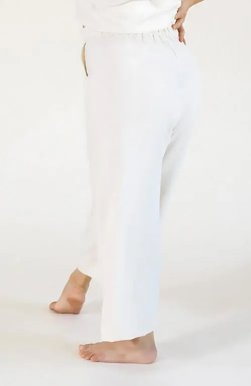 POPLINEN Plus Nin Linen Wide Leg Cropped Pants - Ivory