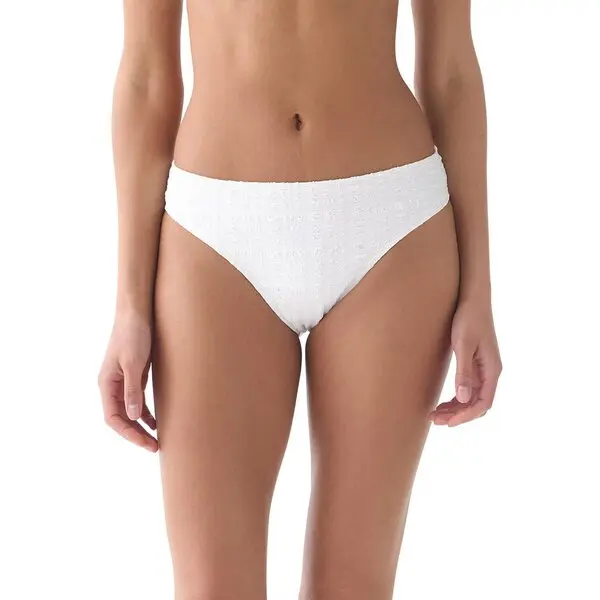 Kate Spade New York Seersucker High Cut Bikini Bottom - White