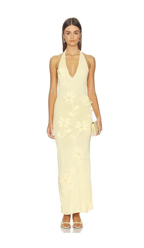 CAPITTANA Uchi Maxi Dress With Floral Embellishments