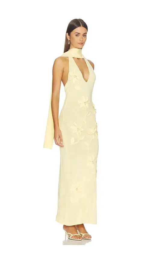 CAPITTANA Uchi Maxi Dress With Floral Embellishments