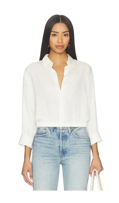 Theory Quarter Sleeve Cropped Shirt - Ivory