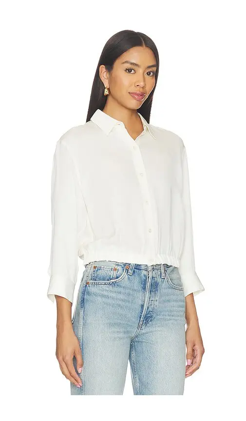 Theory Quarter Sleeve Cropped Shirt - Ivory