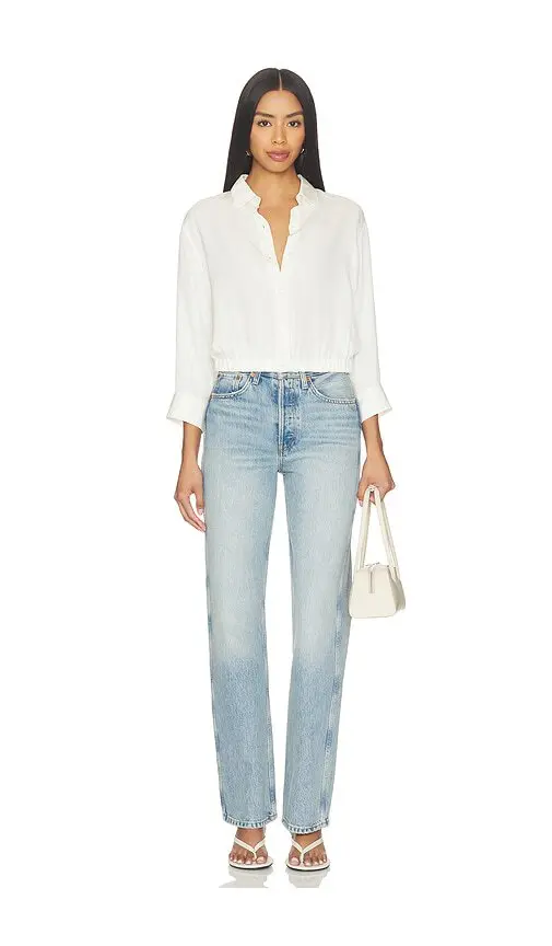 Theory Quarter Sleeve Cropped Shirt - Ivory
