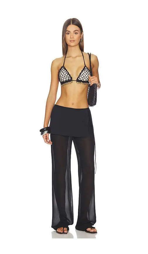 CAPITTANA Giavanna Triangle Bikini Top With Beaded Fringe