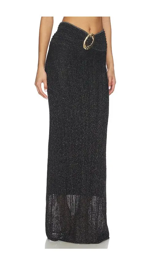 CAPITTANA Metallic Knit Full Length Skirt