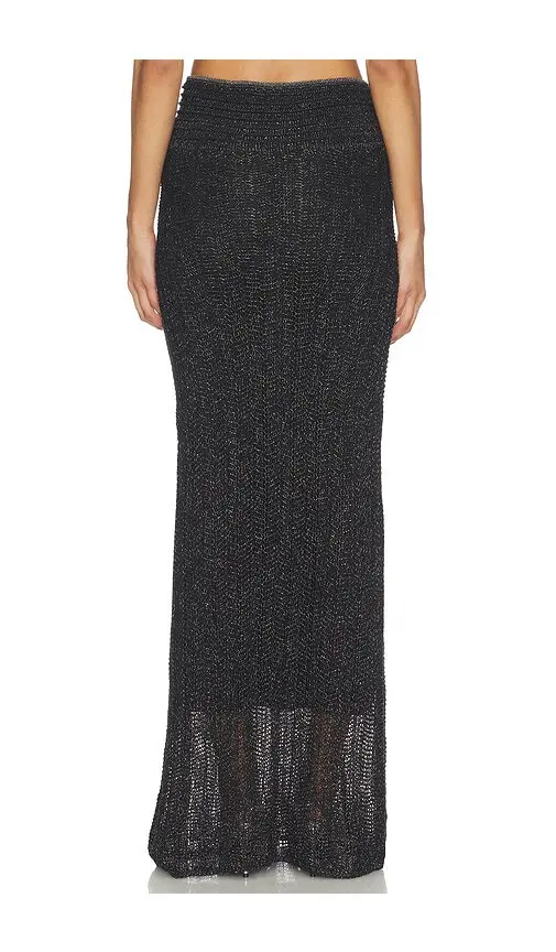 CAPITTANA Metallic Knit Full Length Skirt