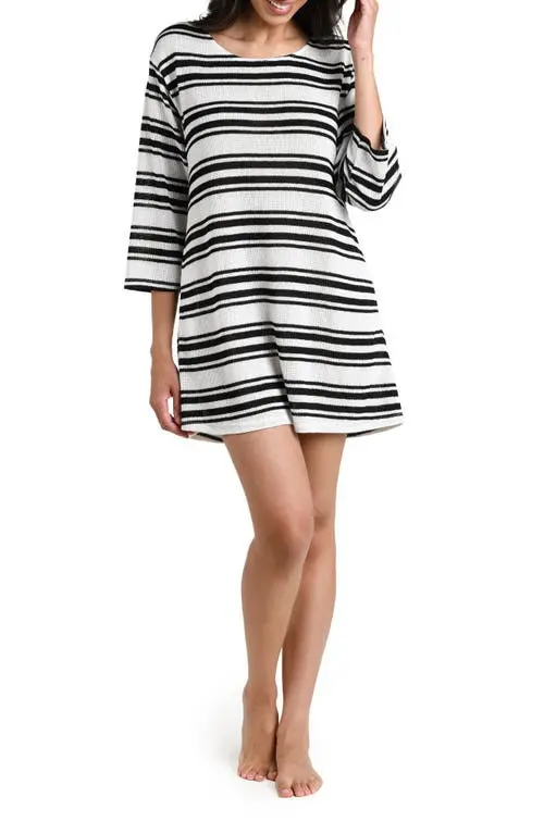 La Blanca Boardwalk Stripe Swim Cover-up Tunic - Black And Ivory