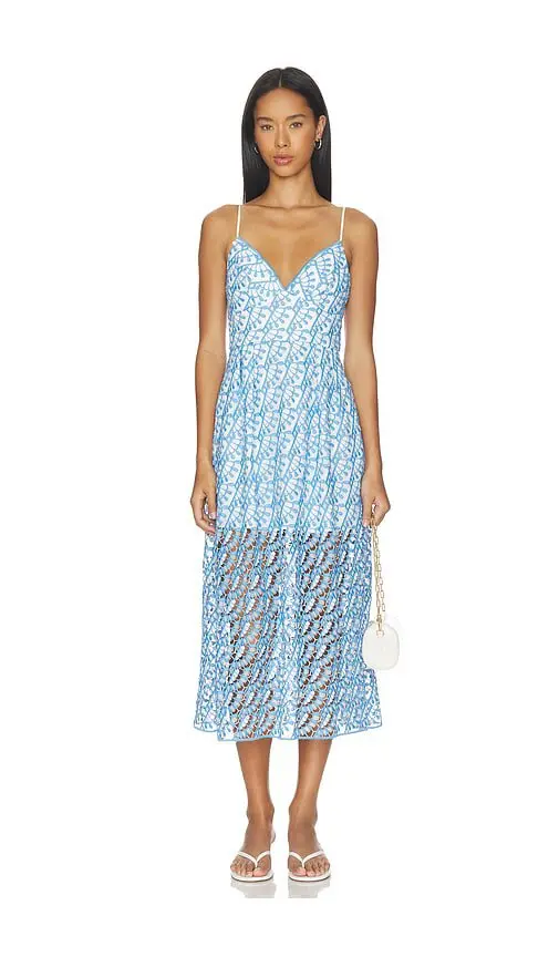 MILLY Hazel Embroidered Midi Dress