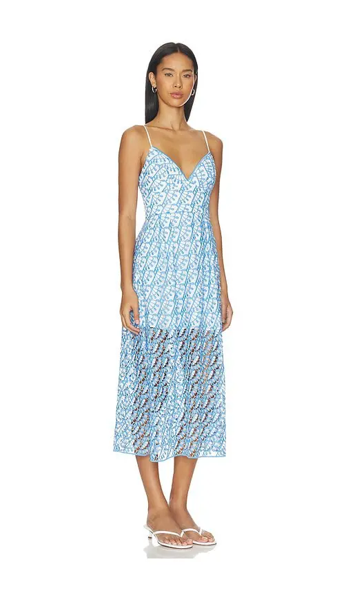 MILLY Hazel Embroidered Midi Dress