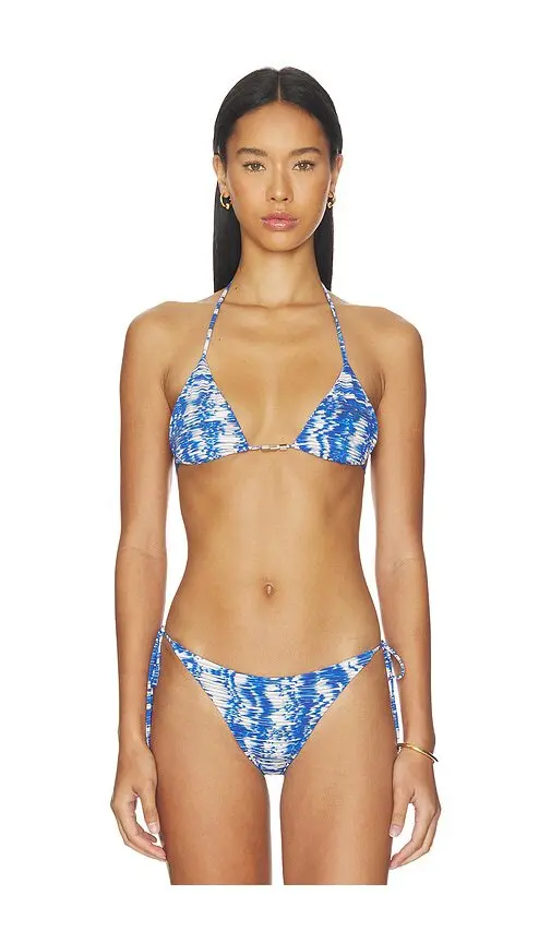 ZIAH Beaded Triangle Bikini Top - Optic Blue