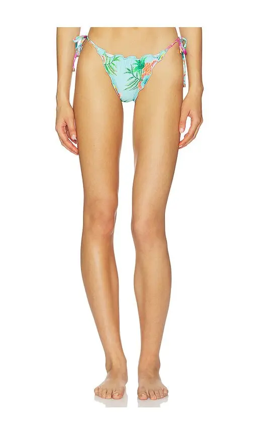 PQ SWIM Embroidered Lettuce Edge Tie Side Bikini Bottom - Solana