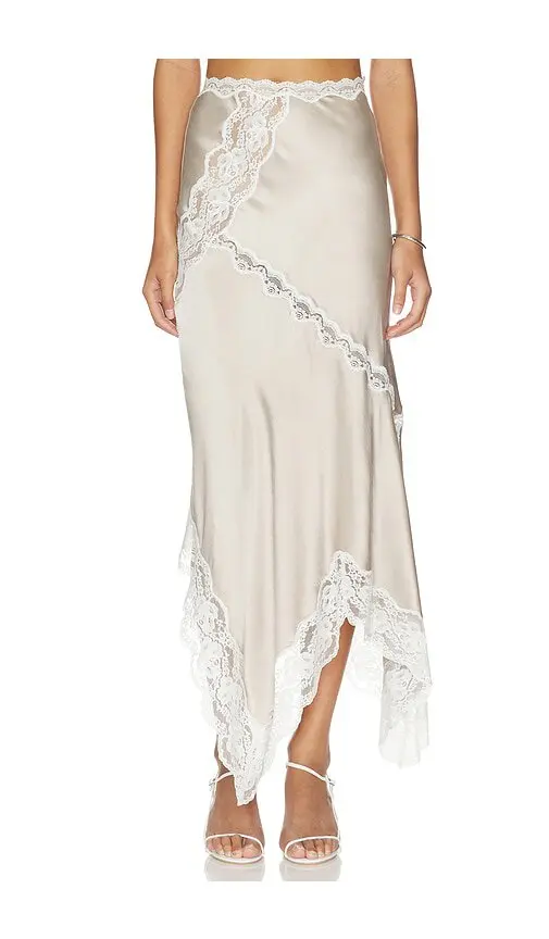 LOVERS AND FRIENDS Midi Skirt With Lace Trim