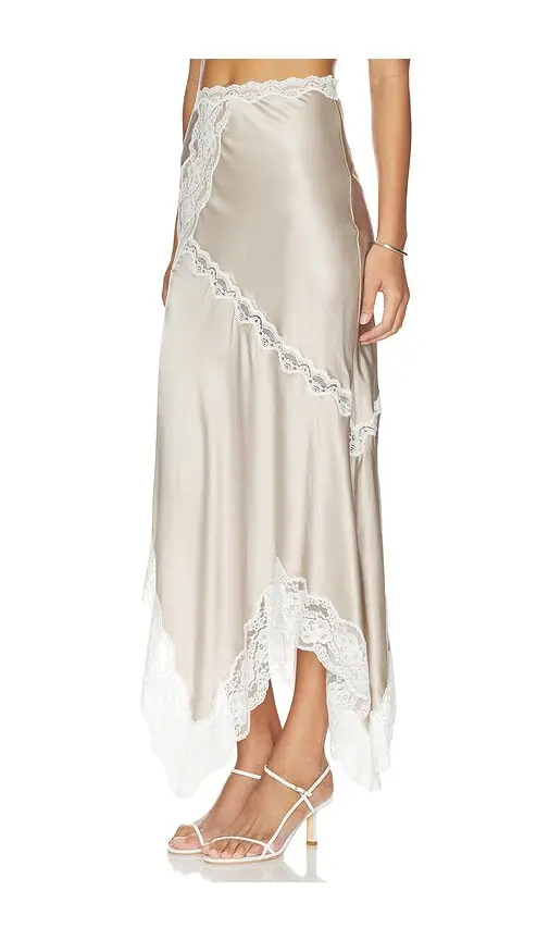 LOVERS AND FRIENDS Midi Skirt With Lace Trim