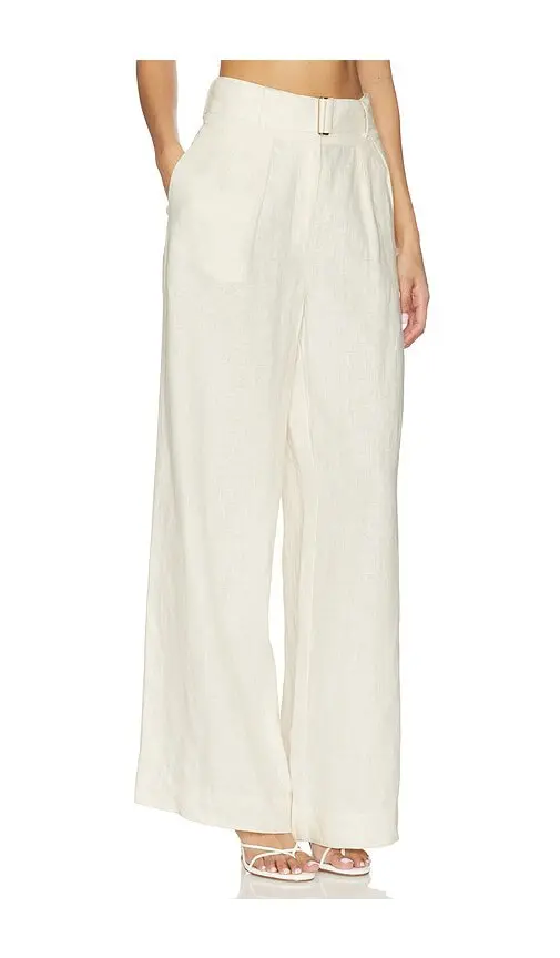 HEVRON Alina Linen Wide Leg Trousers - Ivory