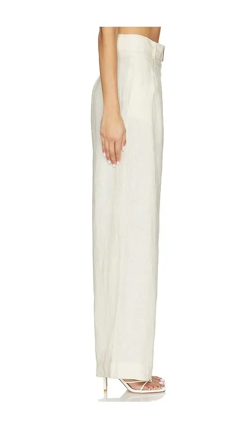 HEVRON Alina Linen Wide Leg Trousers - Ivory