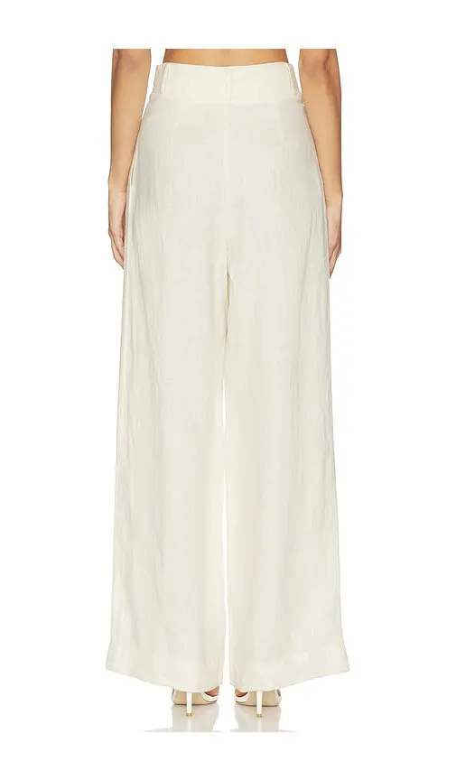 HEVRON Alina Linen Wide Leg Trousers - Ivory