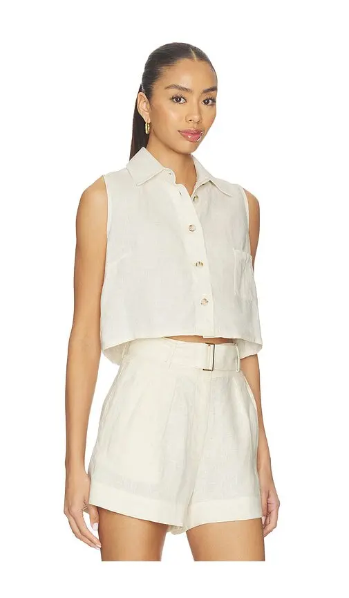 HEVRON Katja Linen Cropped Shirt