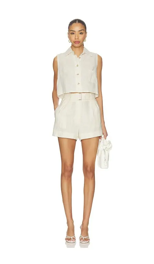 HEVRON Katja Linen Cropped Shirt
