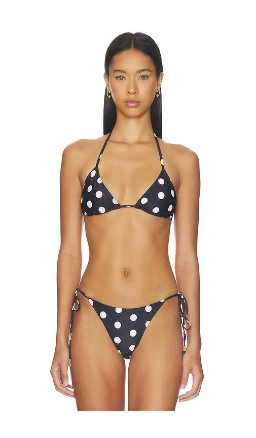JUILLET Hollis Halterneck Top - Noir Polka Dot