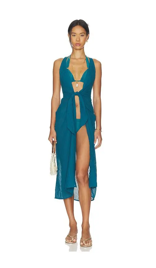 VIX PAULA HERMANNY Mita Long Cover Up In Blue - Windward