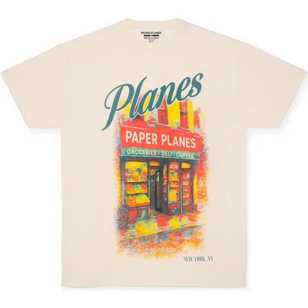PAPER PLANES Planes Deli Cotton Graphic T-shirt - Eggshell