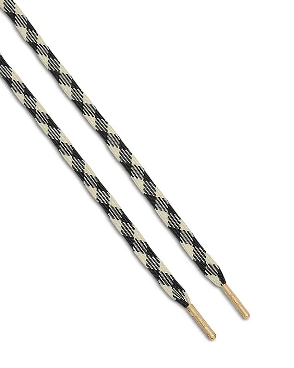 GOLDEN GOOSE Polyester Checked Laces With Platinum Metal Aglets - Black/cream