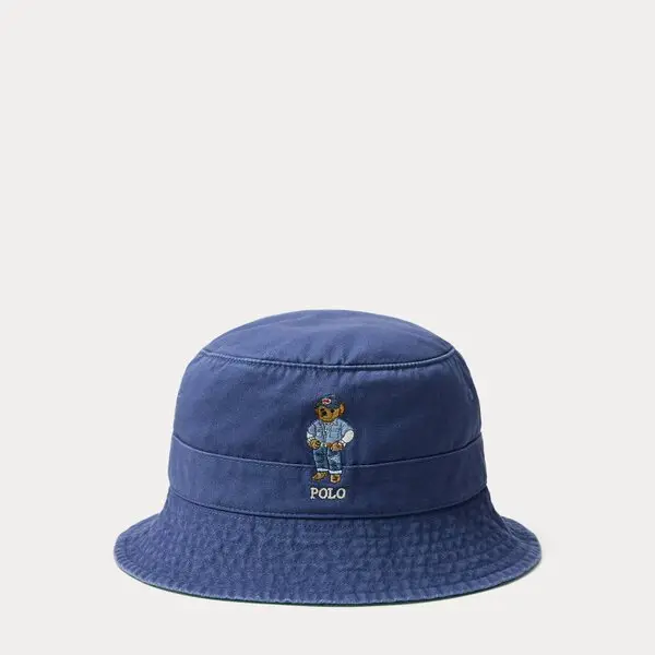 Ralph Lauren Polo Bear Embroidered Twill Bucket Hat - Light Navy