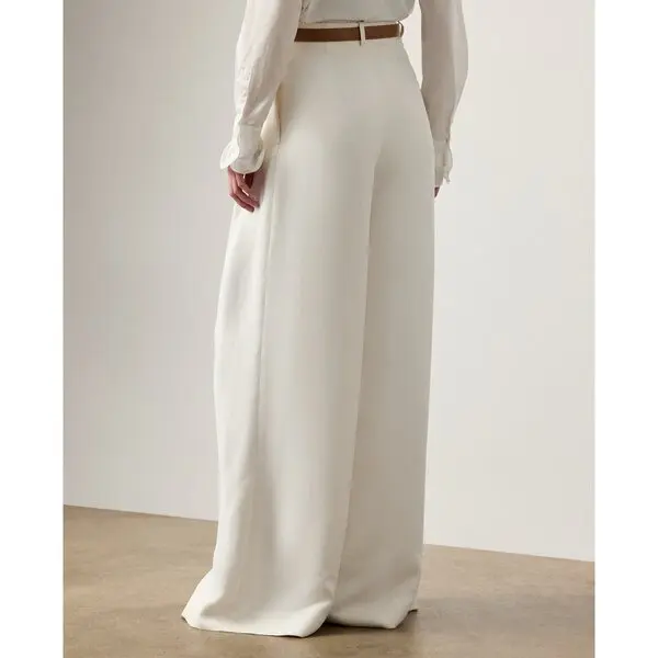 Ralph Lauren Greer Cady Pleated Wide Leg Trousers