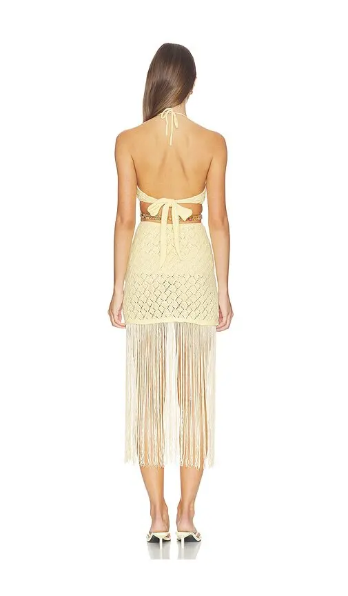 CAPITTANA Knit Halterneck Dress With Beaded Belt