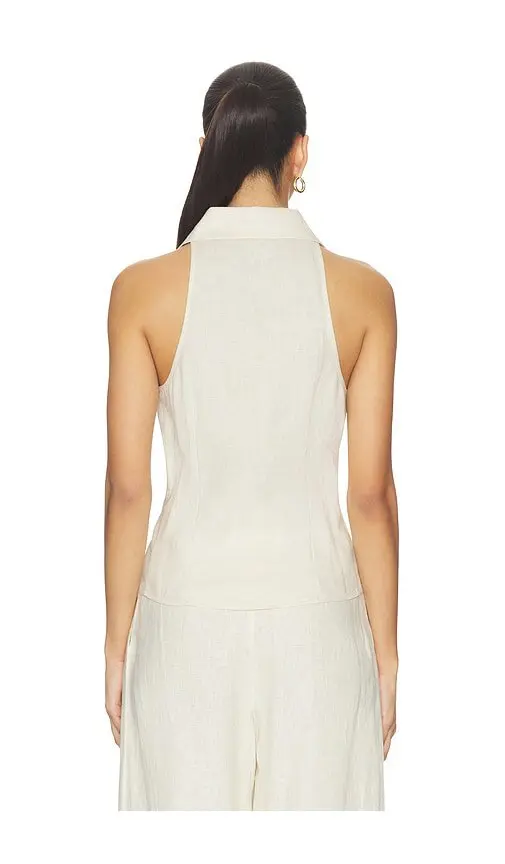 HEVRON Sloan Linen Vest - Ivory