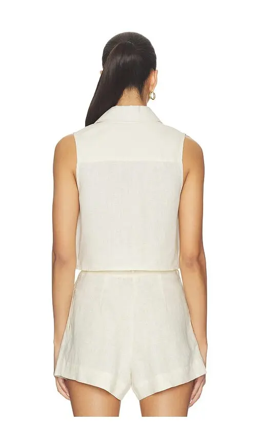 HEVRON Katja Cropped Linen Top