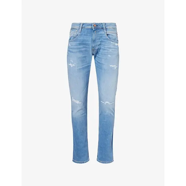 REPLAY Anbass Slim-fit Stretch-denim Jeans - Medium Blue