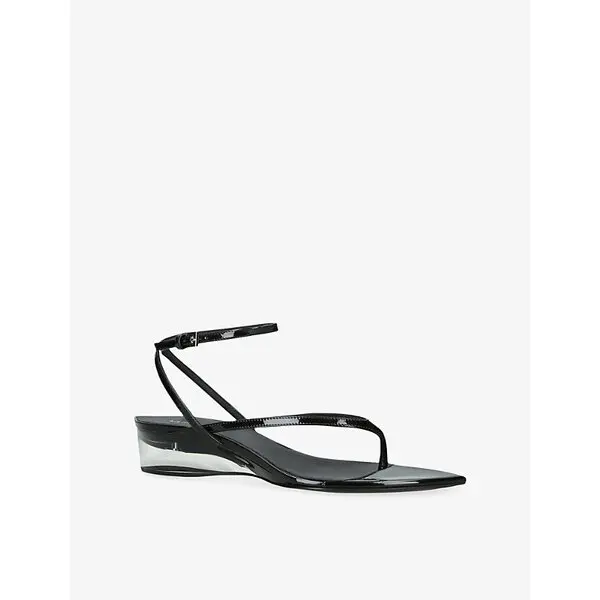 Alaïa Wedge Leather Thong Sandals