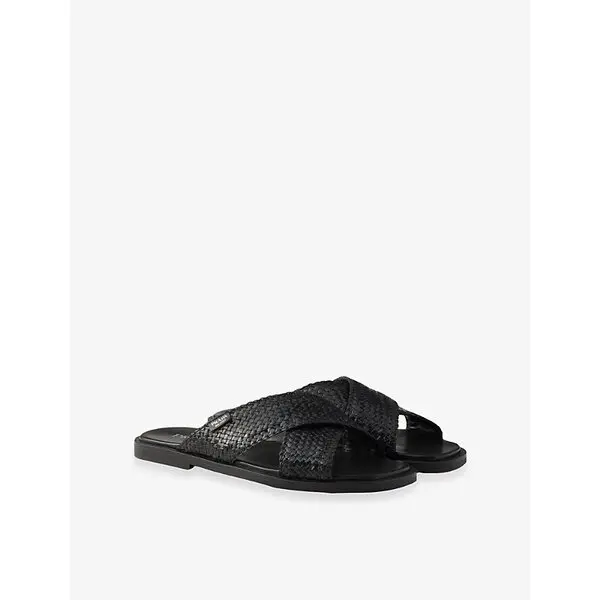 Prada Criss-cross Woven Leather Sliders